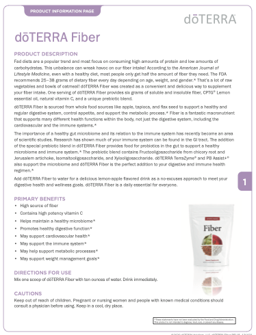 Fiber Powder Nutritional Supplement by doTERRA Product Information Page ...